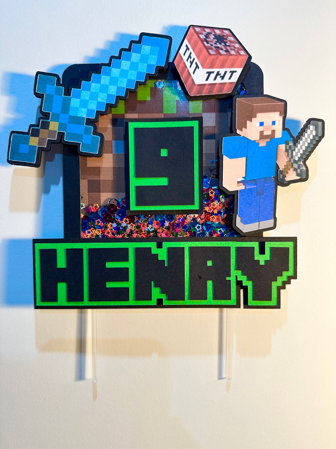 Custom Minecraft Themed Cake Topper Personalised Cake Topper - Etsy