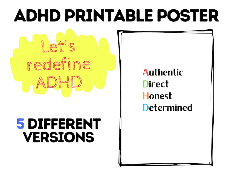 Printable ADHD Poster Class Display Homeschool - Etsy