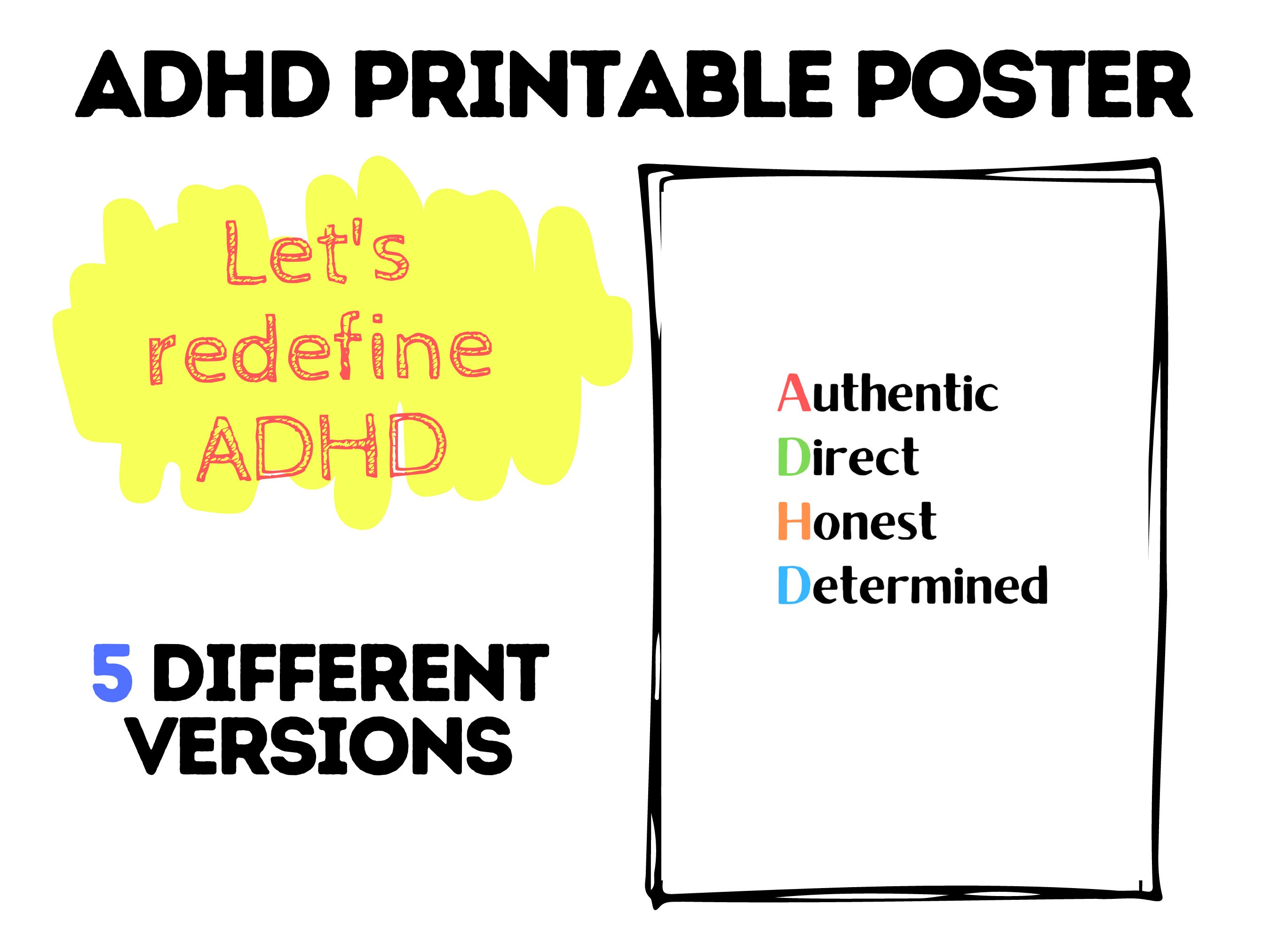Printable ADHD Poster Class Display Homeschool - Etsy