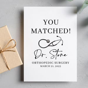 Personalized Match Day Card, Custom Residency Match Gifts, Doctor ...