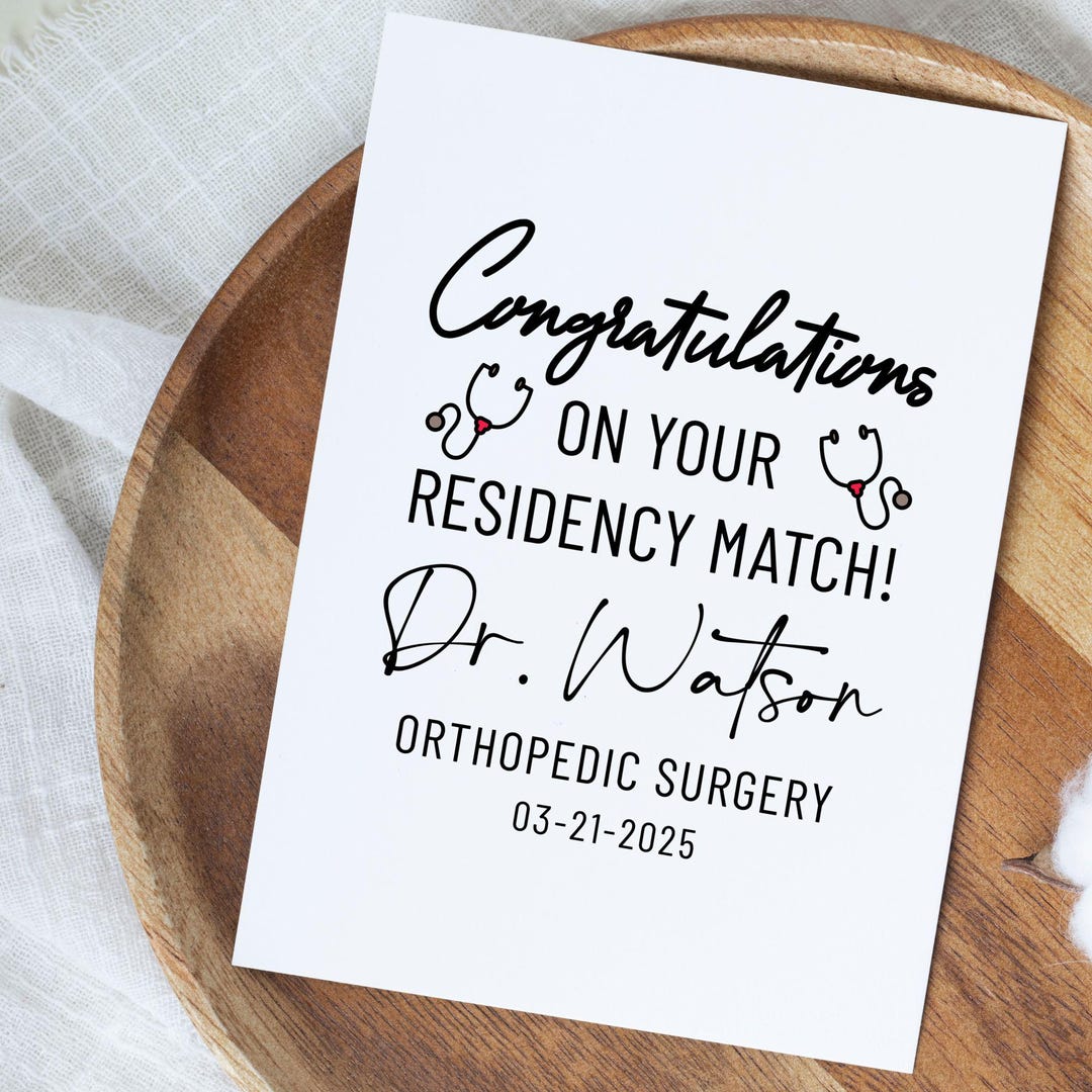 Personalized Orthopedic Surgeon Match Day Card, Custom Doctor Name ...