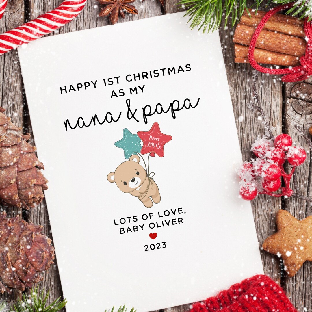 Happy 1st Christmas as My Nana & Papa Card, First Christmas as My ...