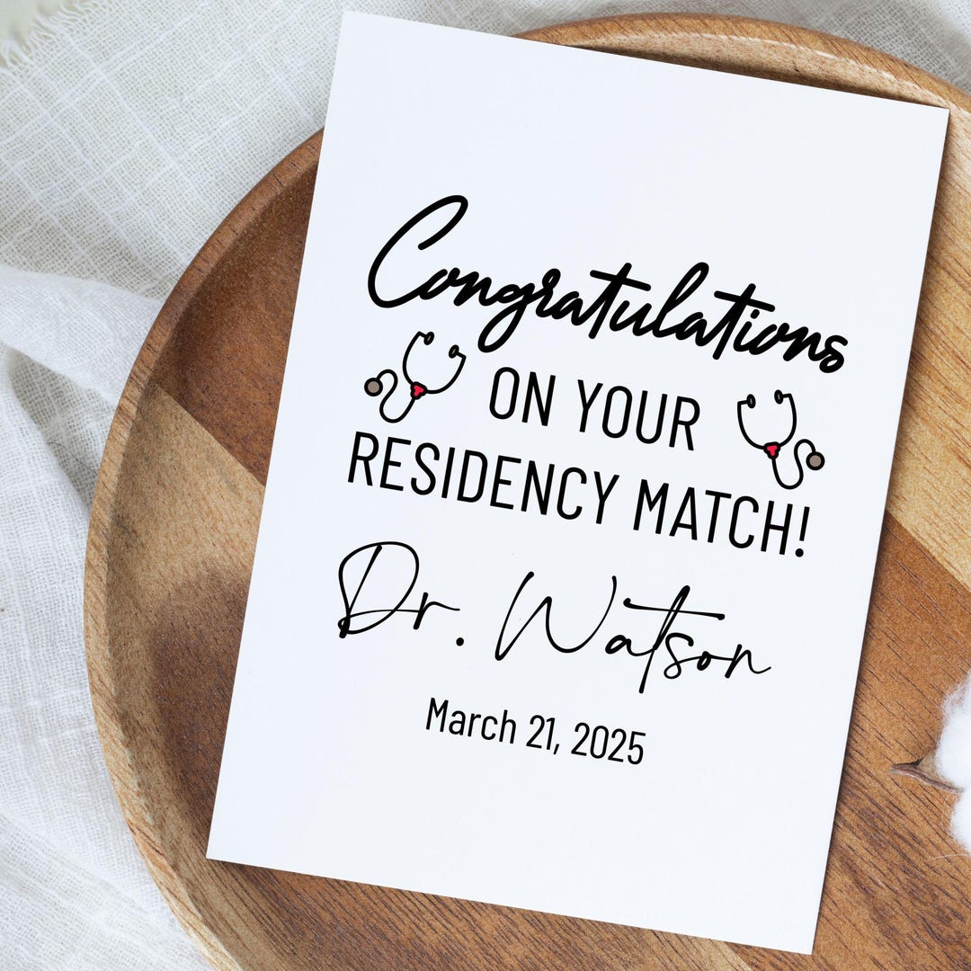 Personalized Match Day Card, Custom Name Residency Match Gifts, Doctor ...