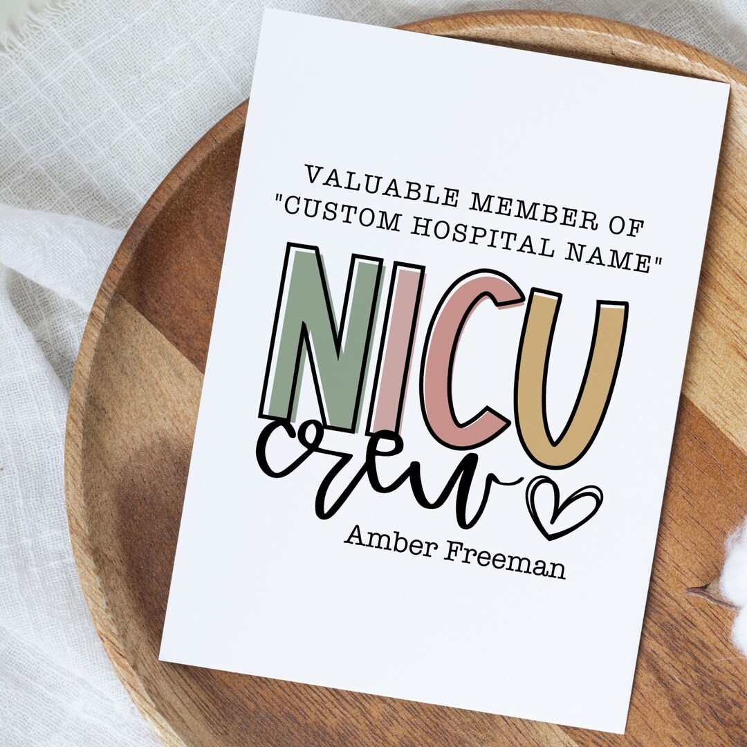 Personalized Nicu Crew Card, Nicu Nurse Gift, Neonatal Nurse ...