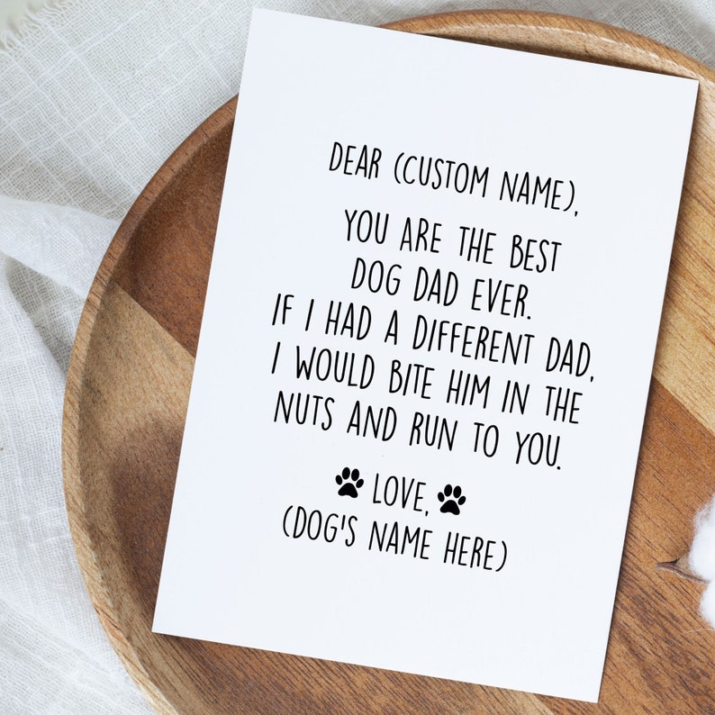 Personalized Dog Dad Father's Day Card Dad Gift From Dog - Etsy