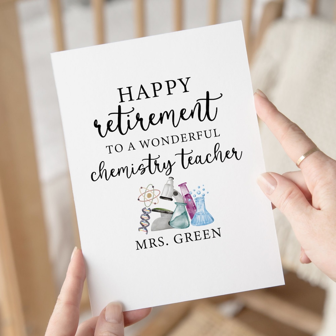 Personalized Chemistry Teacher Retiring Card, Retirement Gift for ...