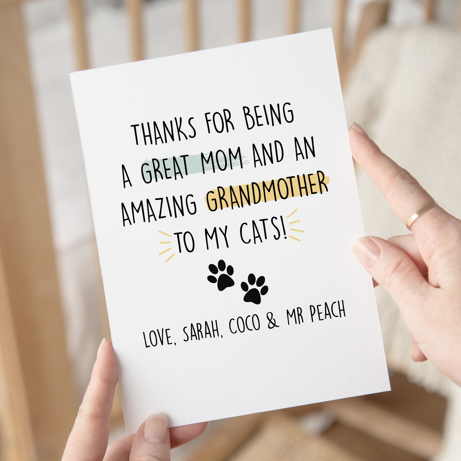 Personalized Cat Grandma Card, Custom Cat Grandma Gifts, Cat Grandma ...