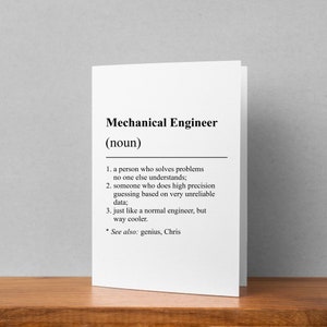 Personalized Mechanical Card, Funny Mechanical Engineer Definition ...