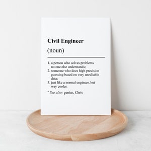 Personalized Engineer Card, Funny Civil Engineer Definition, Funny ...