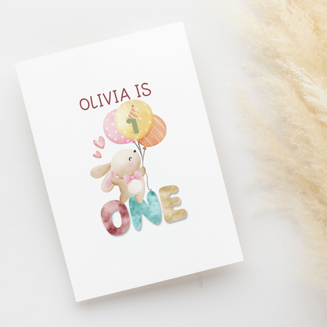 Personalized Baby Girl Birthday Card, 1st Birthday Card for Daughter ...