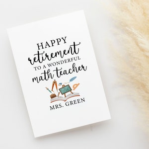 Personalized Math Teacher Retirement Card, Teacher Retired Gift, Math ...