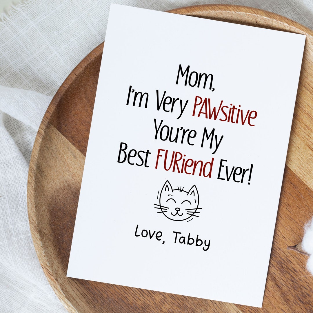 Personalized Cat Mom Mother's Day Card, Funny Kitty Mom Gift, Cute Cat ...