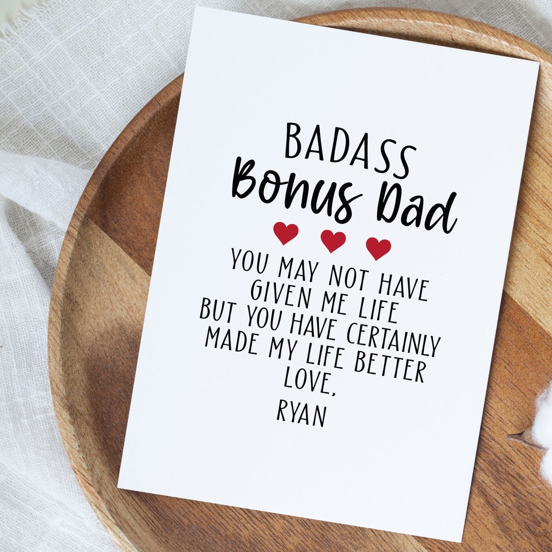 Personalized Bonus Dad Card, Bonus Dad Father's Day Gift, Bonus Dad ...