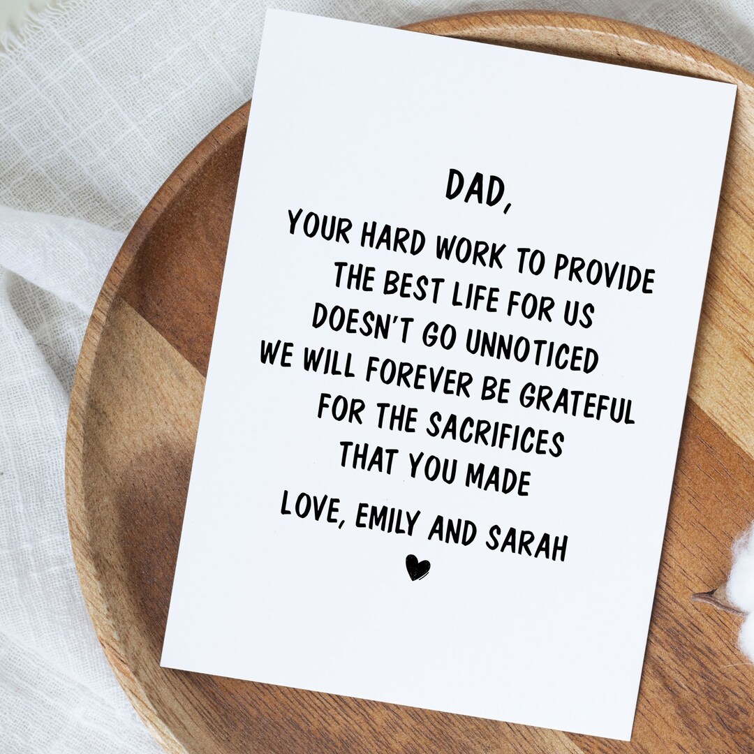 Personalized Dad Father's Day Card, Dad Card From Kids, Dad Birthday ...
