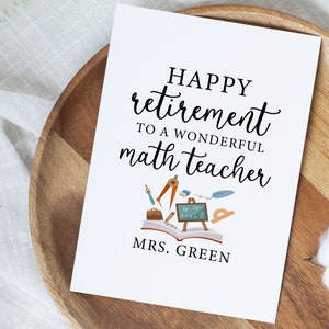 Personalized Math Teacher Retirement Card, Teacher Retired Gift, Math ...