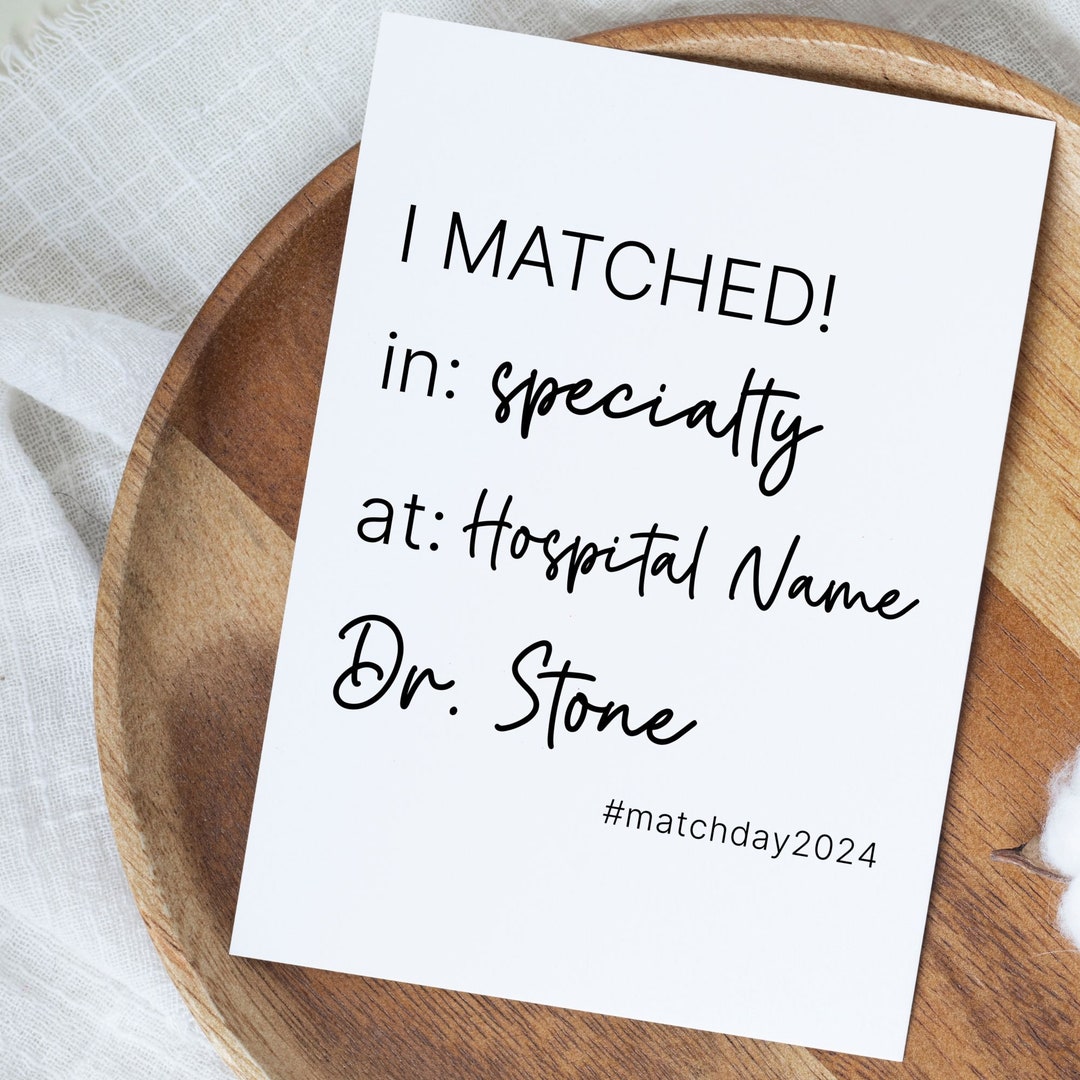 Personalized Match Day Card, Custom Name Residency Match Gifts, Doctor ...