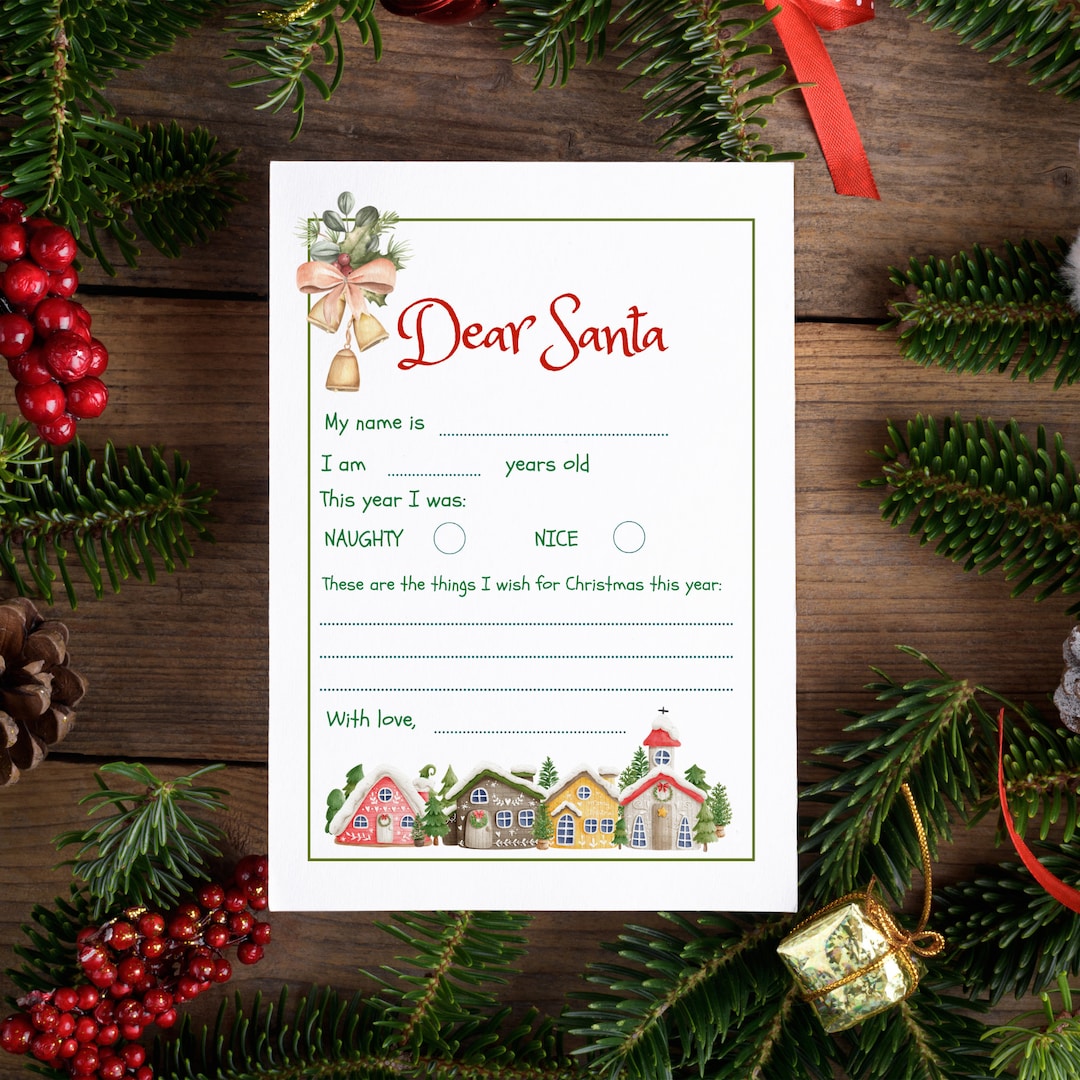 Kids Letter to Santa, Personalized Letter to Santa Claus, Kids Custom ...