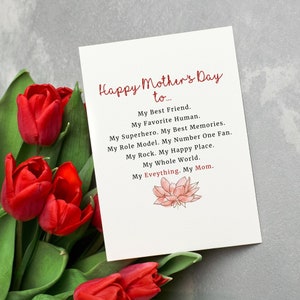 Beautiful Mothers Day Card for Mom, Special and Unique Mothers Day Gift ...
