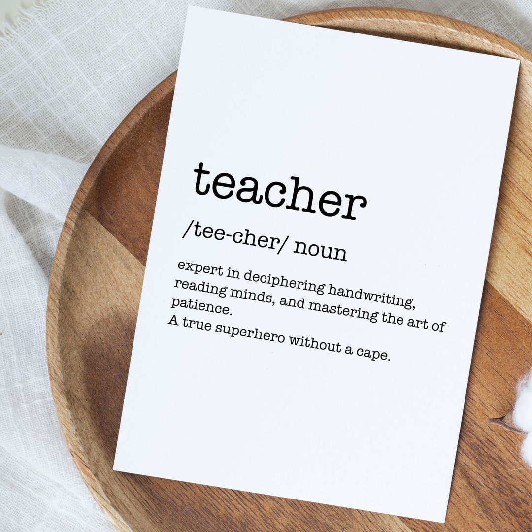 Funny Teacher Definition Card, End of School Teacher Gift, High School ...