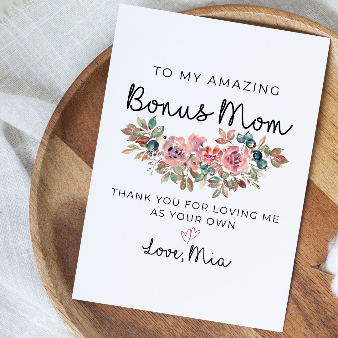 Personalized Bonus Mom Card, Mother's Day Gift for Bonus Mom, Custom ...