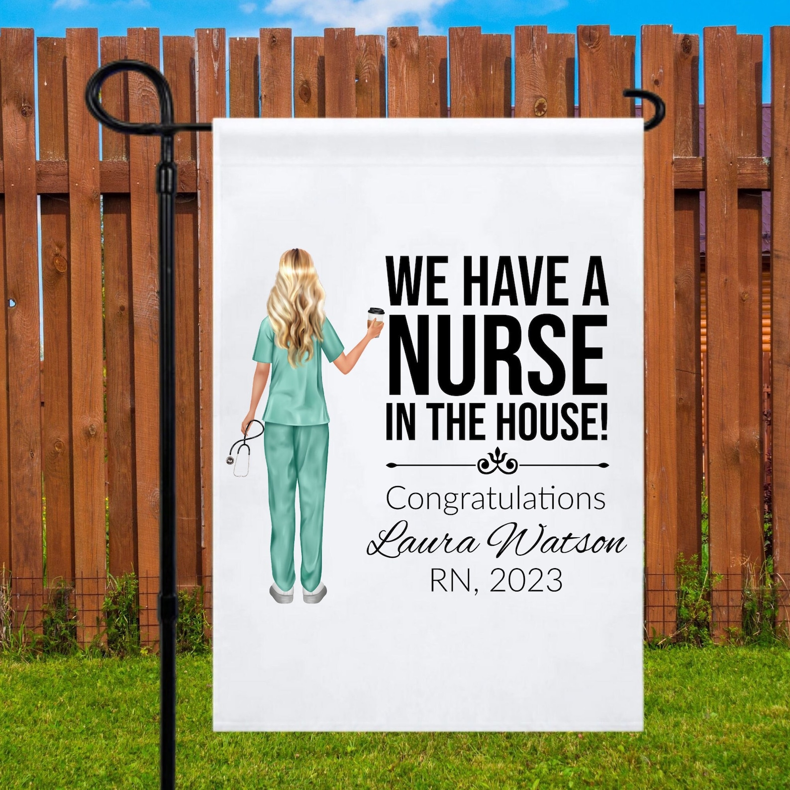 We Have A Nurse in the House Yard Flag, Custom Illustration Registered ...
