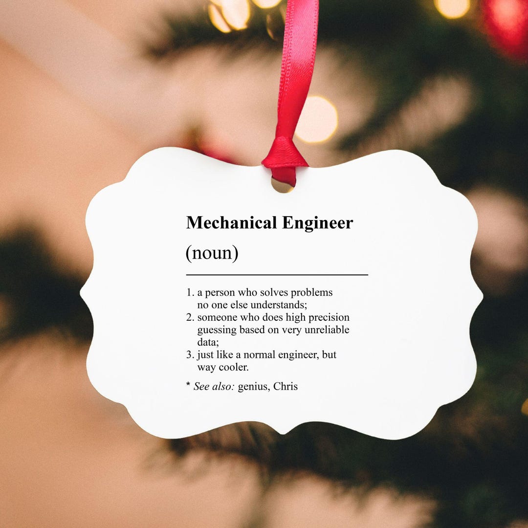 Funny Mechanical Engineer Ornament, Custom Name Engineer Christmas ...
