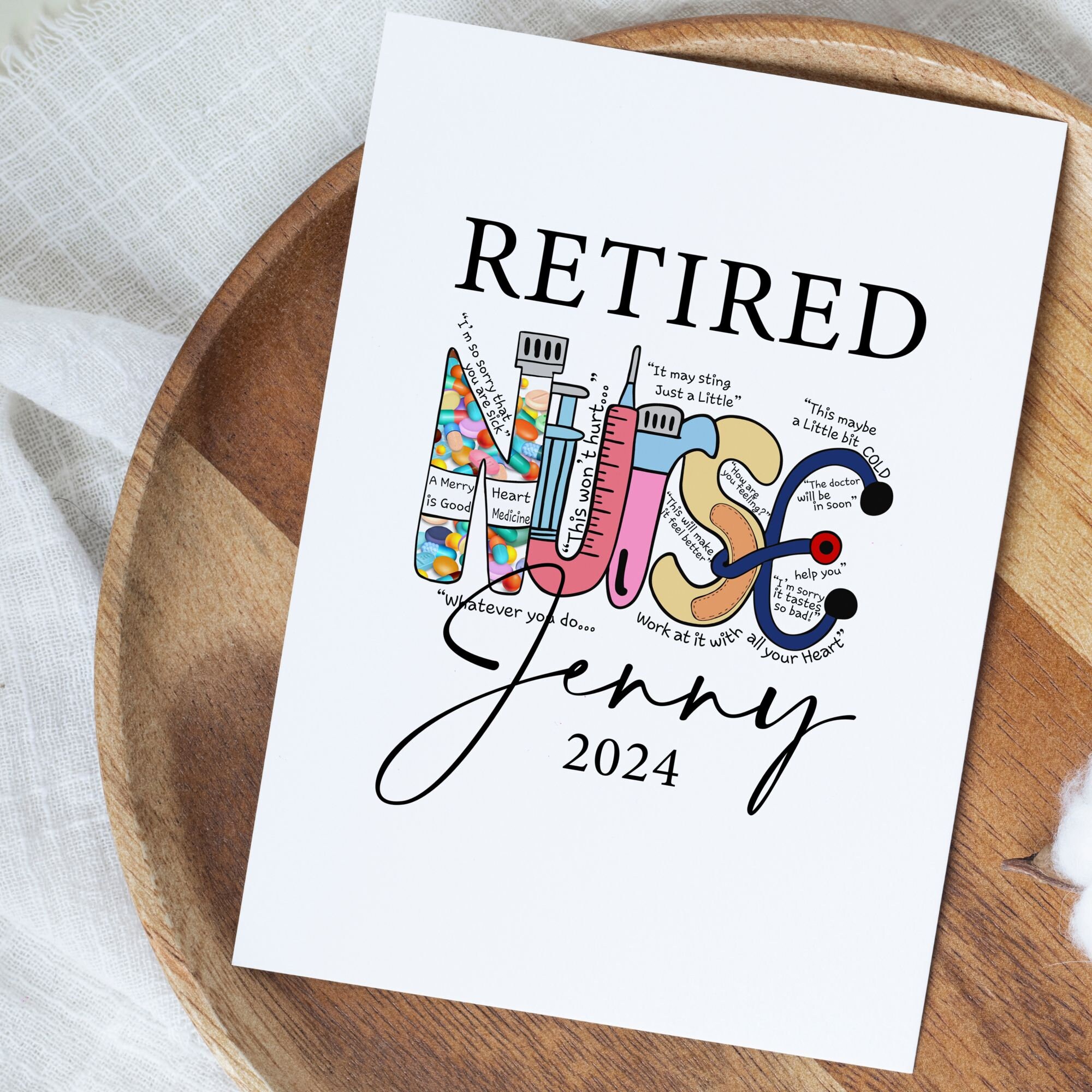 Personalized Retired Nurse Card, Nurse Retirement Gift, Nurse Retiring ...