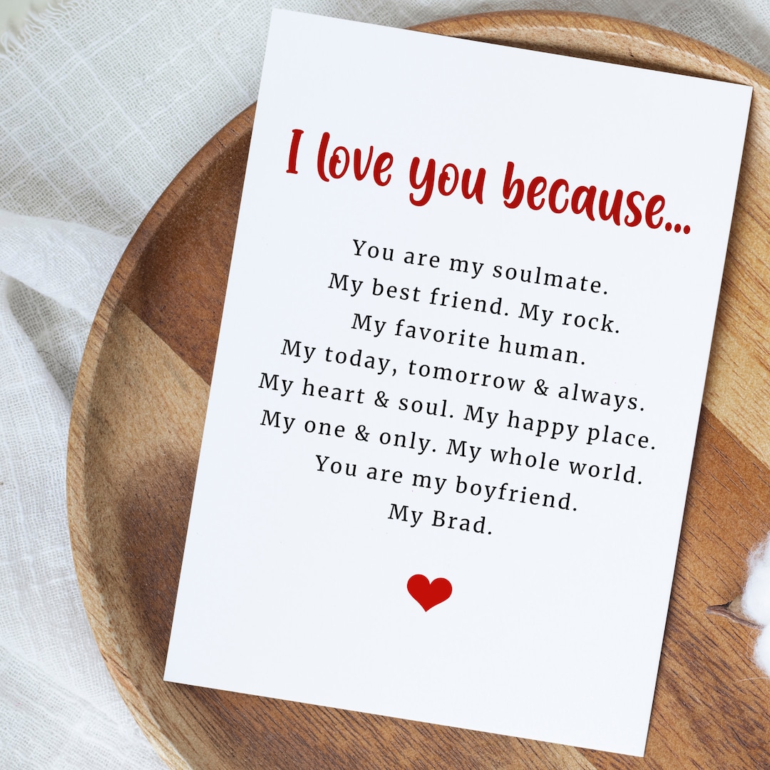 I Love You Because Husband Birthday Card, Romantic Message Gift for Him ...