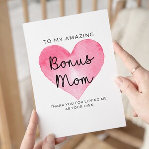 Personalized Bonus Mom Card, Mother's Day Gift for Bonus Mom, Custom ...
