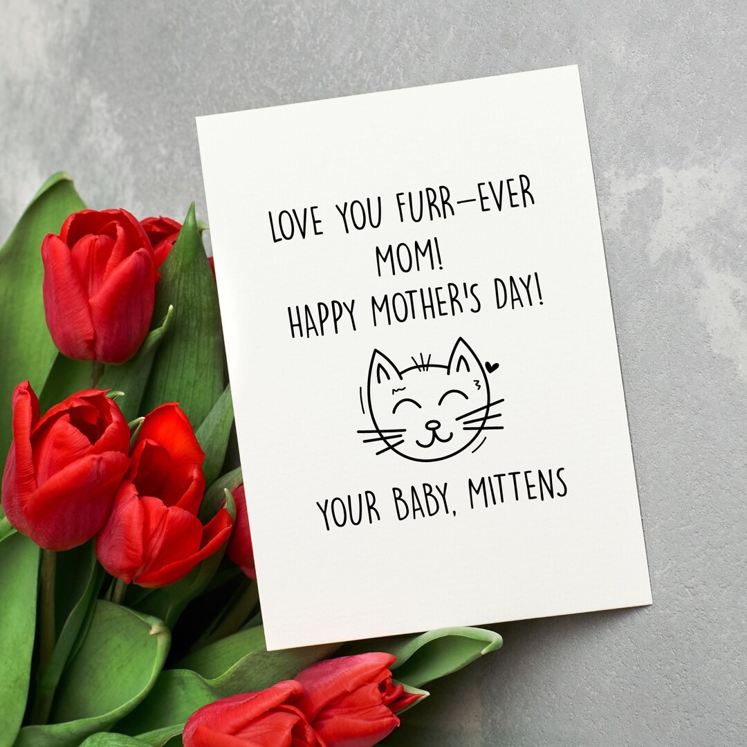 Personalized Mother's Day Card for Cat Mom, Funny Cat Mom Mother's Day ...
