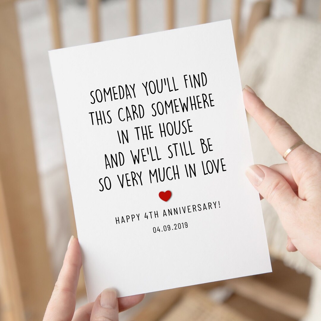 Happy 4th Anniversary Card, Custom Fourth Anniversary Card for Husband ...