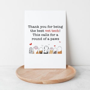 Vet Tech Week Card Pack, Vet Tech Thank You Card, Vet Tech Gift ...