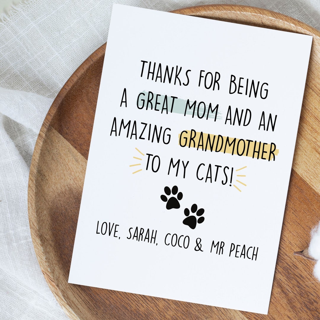 Personalized Cat Grandma Card, Custom Cat Grandma Gifts, Cat Grandma ...