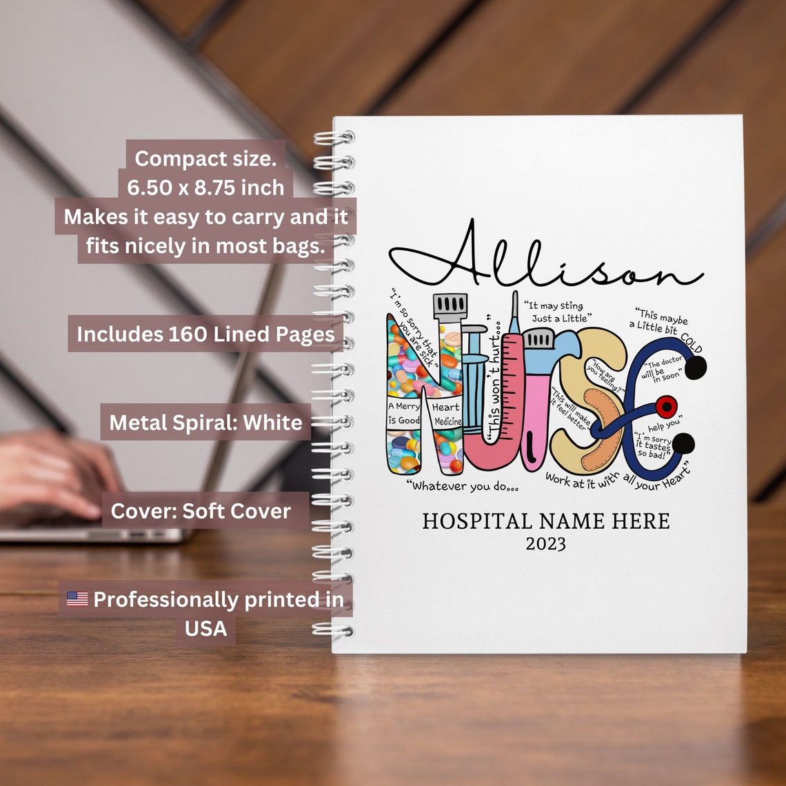 Custom Nurse Notebook, Personalized Nurse Gift, Registered Nurse ...