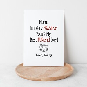Personalized Cat Mom Mother's Day Card, Funny Kitty Mom Gift, Cute Cat ...