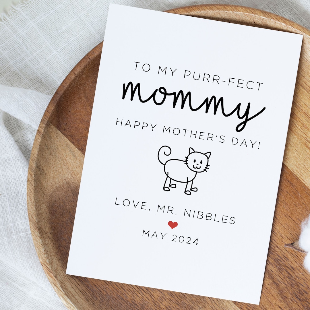 Funny Mother's Day Card From Cat, Cute Cat Mom Mother's Day Gift From ...