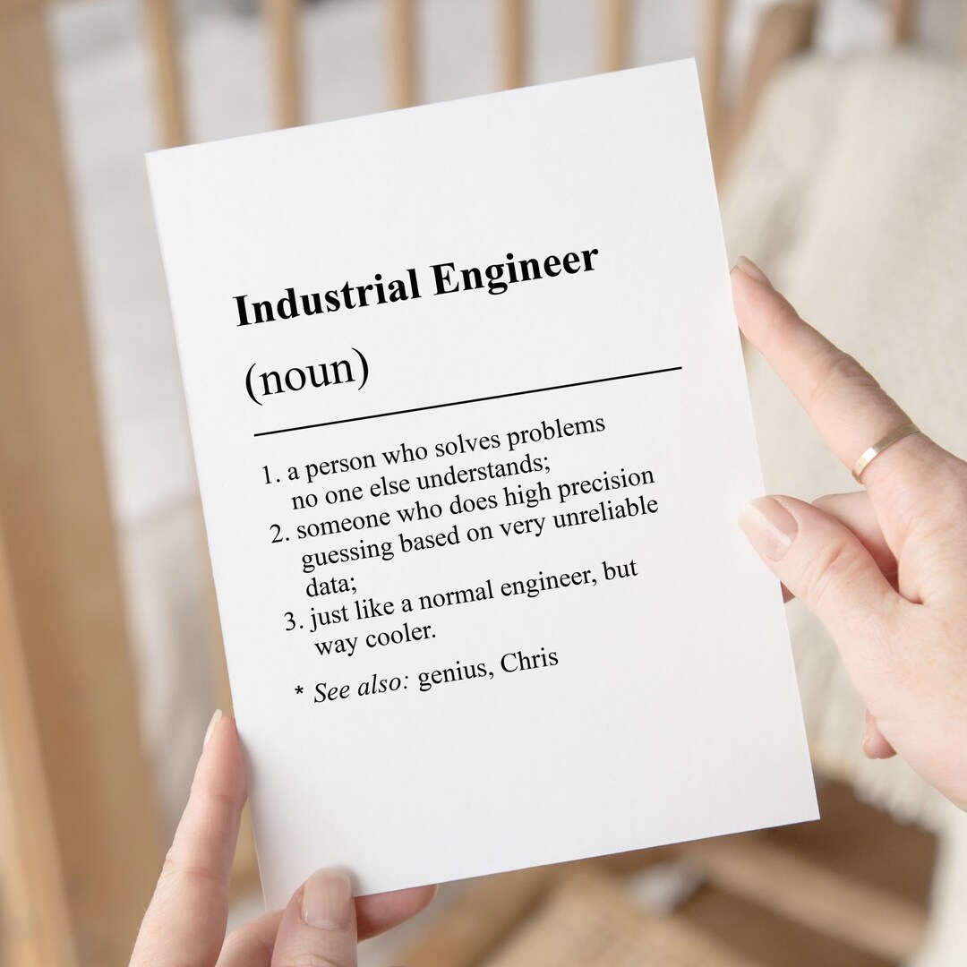 Personalized Engineer Card, Funny Industrial Engineer Definition, Funny ...