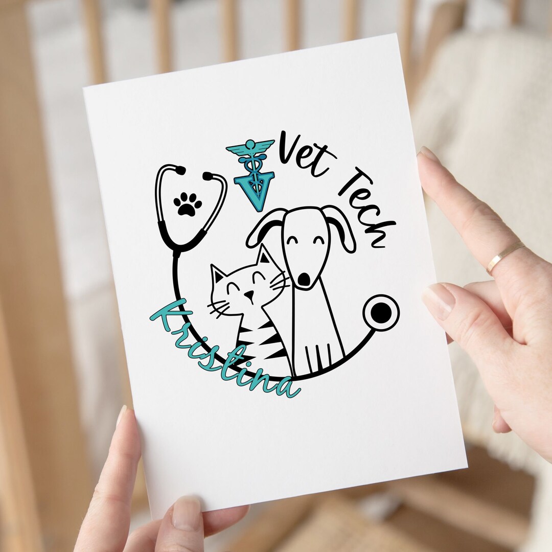 Vet Tech Week Cards, Personalized Vet Tech Card, Custom Name Veterinary ...