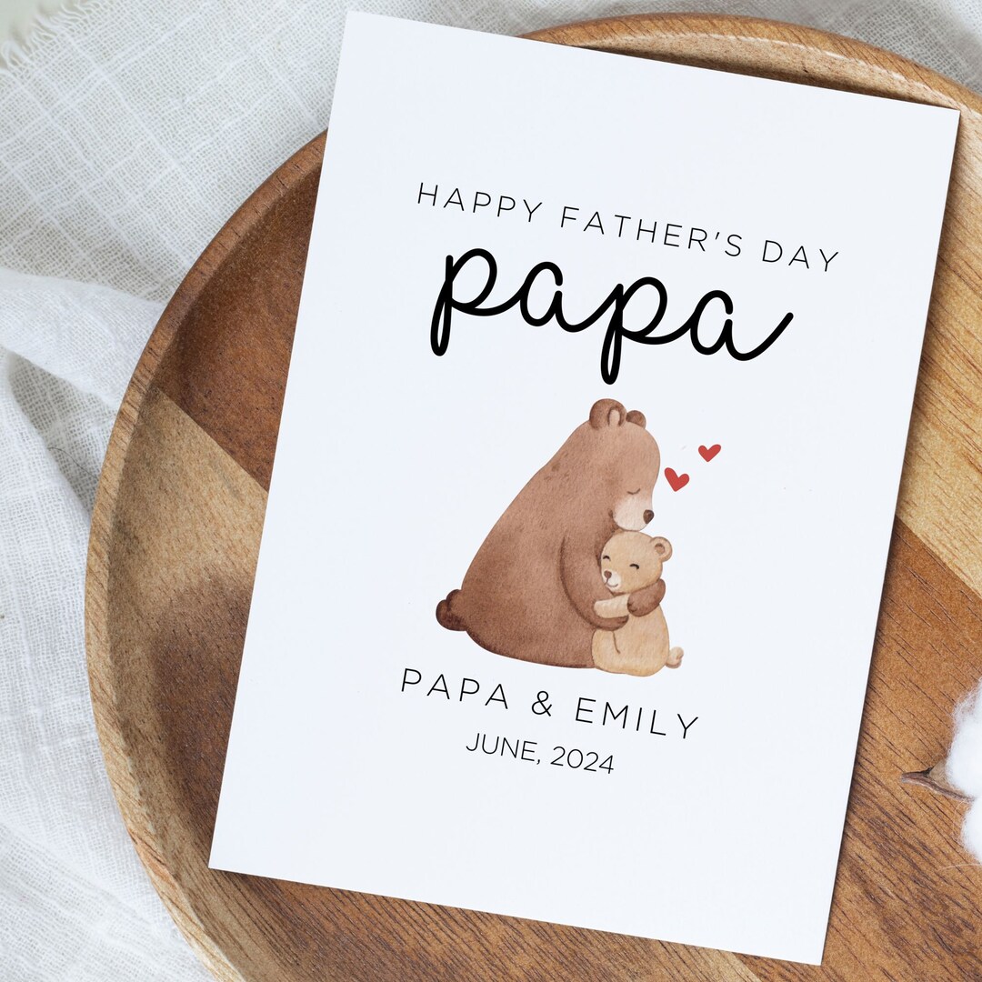 Personalized Papa Father's Day Card, Cute Papa Fathers Day Card, Papa ...