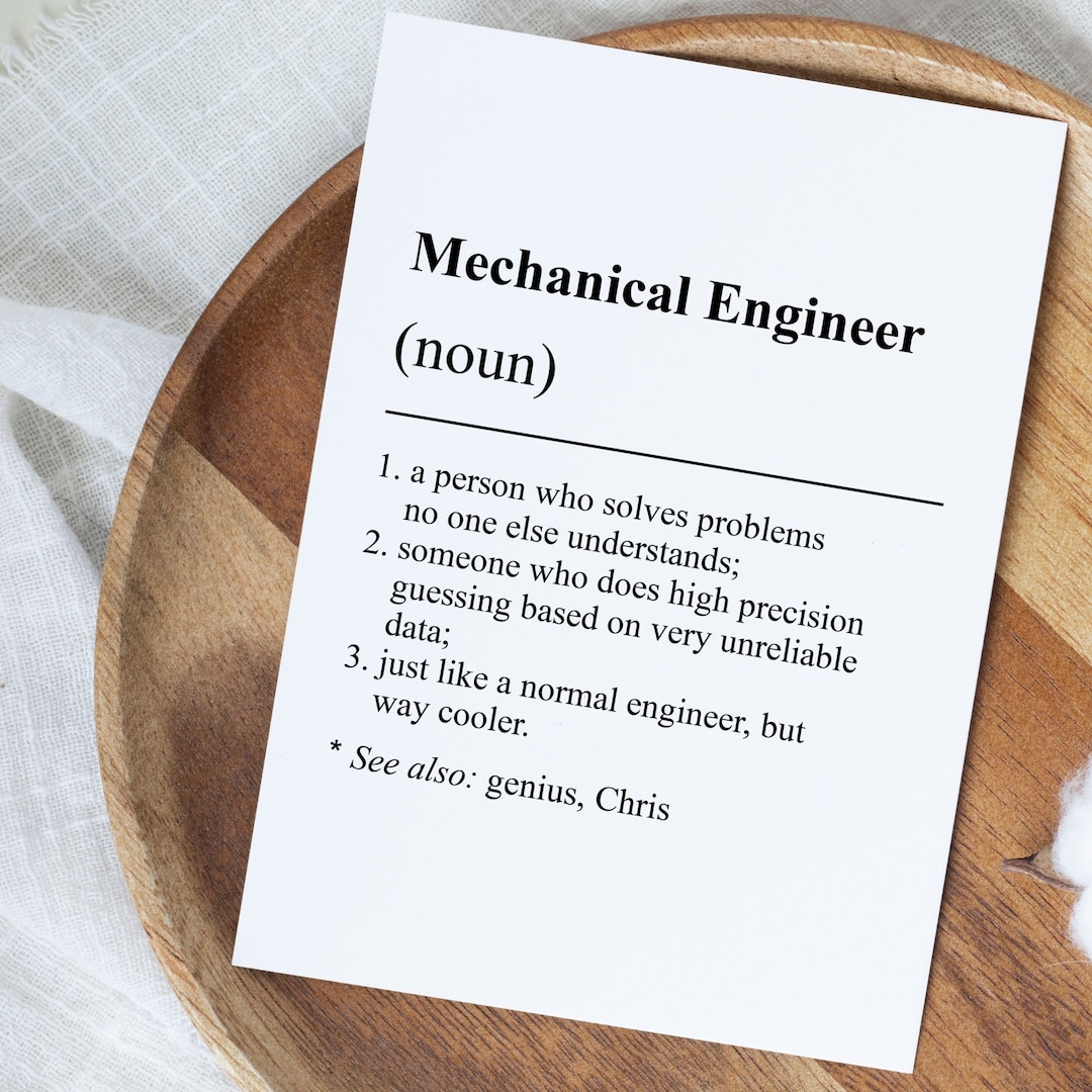 Personalized Mechanical Card, Funny Mechanical Engineer Definition ...
