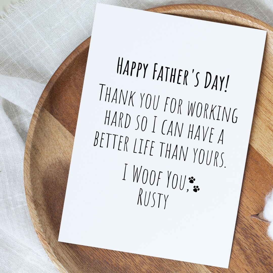 Dog Dad Happy Father's Day Card, Funny Dog Dad Card, Gift From Dog ...
