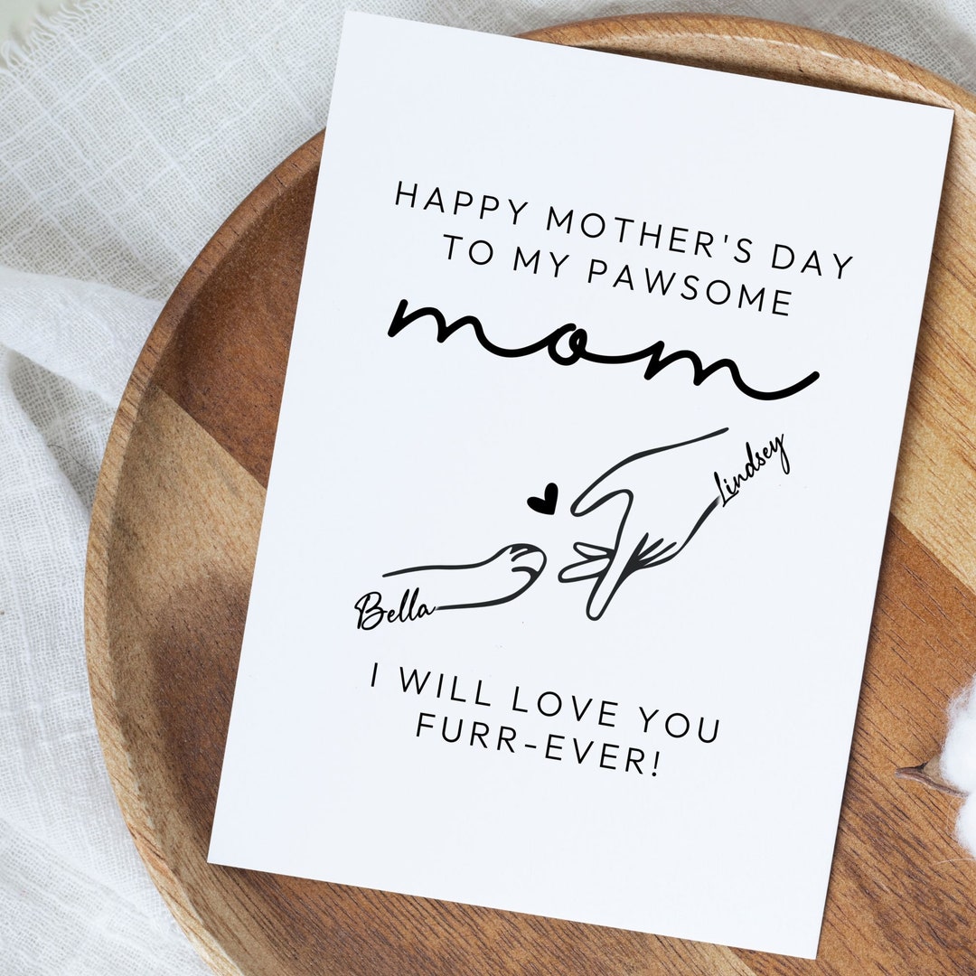 Cute Cat Mom Mother's Day Card From Cat, Cute Cat Mom Mother's Day Gift ...