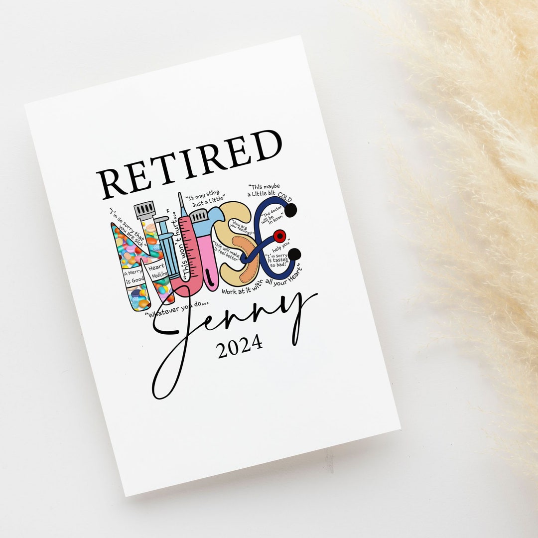 Personalized Retired Nurse Card, Nurse Retirement Gift, Nurse Retiring ...