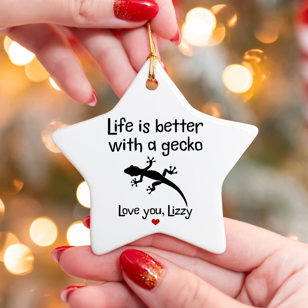 Personalized Gecko Christmas Ornament, Gecko Pet Beardie Ornament ...