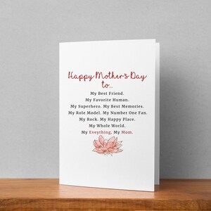 Beautiful Mothers Day Card for Mom, Special and Unique Mothers Day Gift ...