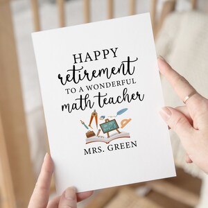 Personalized Math Teacher Retirement Card, Teacher Retired Gift, Math ...