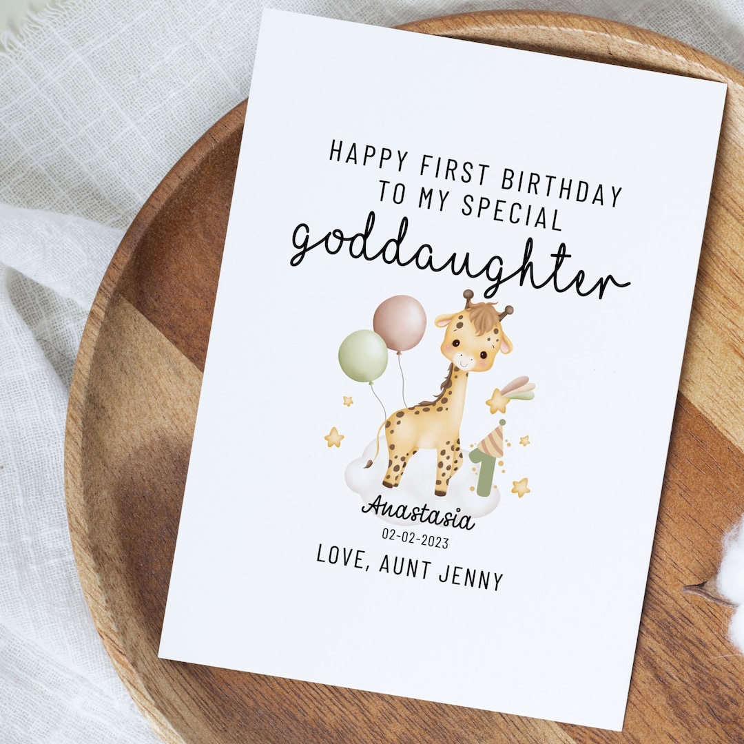 Personalized Goddaughter Birthday Card, 1st Birthday Card for ...