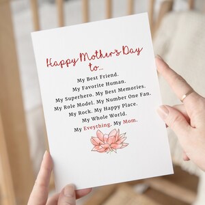 Beautiful Mothers Day Card for Mom, Special and Unique Mothers Day Gift ...
