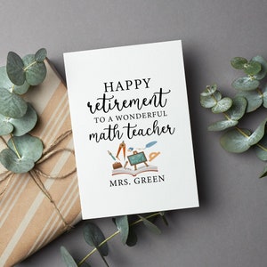 Personalized Math Teacher Retirement Card, Teacher Retired Gift, Math ...