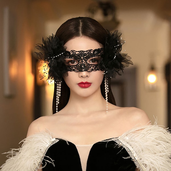 Black Lace Mask - Etsy